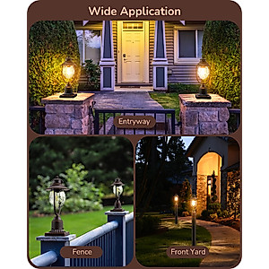 EDISHINE Dusk to Dawn Outdoor Post Light, Pole Light Fixture with Pier Mount Base, Waterproof Exterior Lamp Post Lantern Head with Water Ripple Glass for Driveway Yard Fence Garden Patio, Bronze