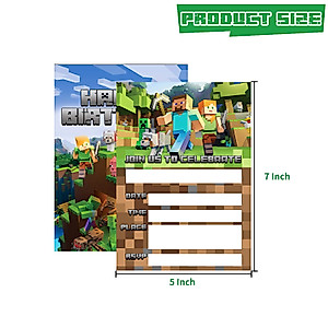 Pixel Style Gamer Birthday Party Supplies for Game Fans, 125 Pcs Birthday Party Decorations for Kids - Banner, Cake and Cupcake Toppers, Balloons, Bracelets, Invitation Cards, Gamer Sticker