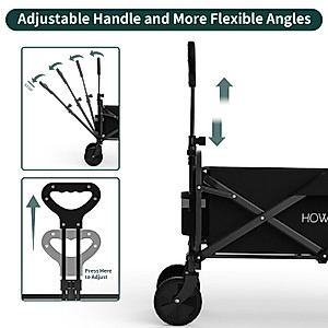 Wagons Carts Foldable, Collapsible Wagon, Wagon Cart with Wheels, Utility Wagon Cart with Wheels Foldable, Heavy Duty 100L Large with Drink Holders for Garden, Camping, Beach, Shopping(Black)
