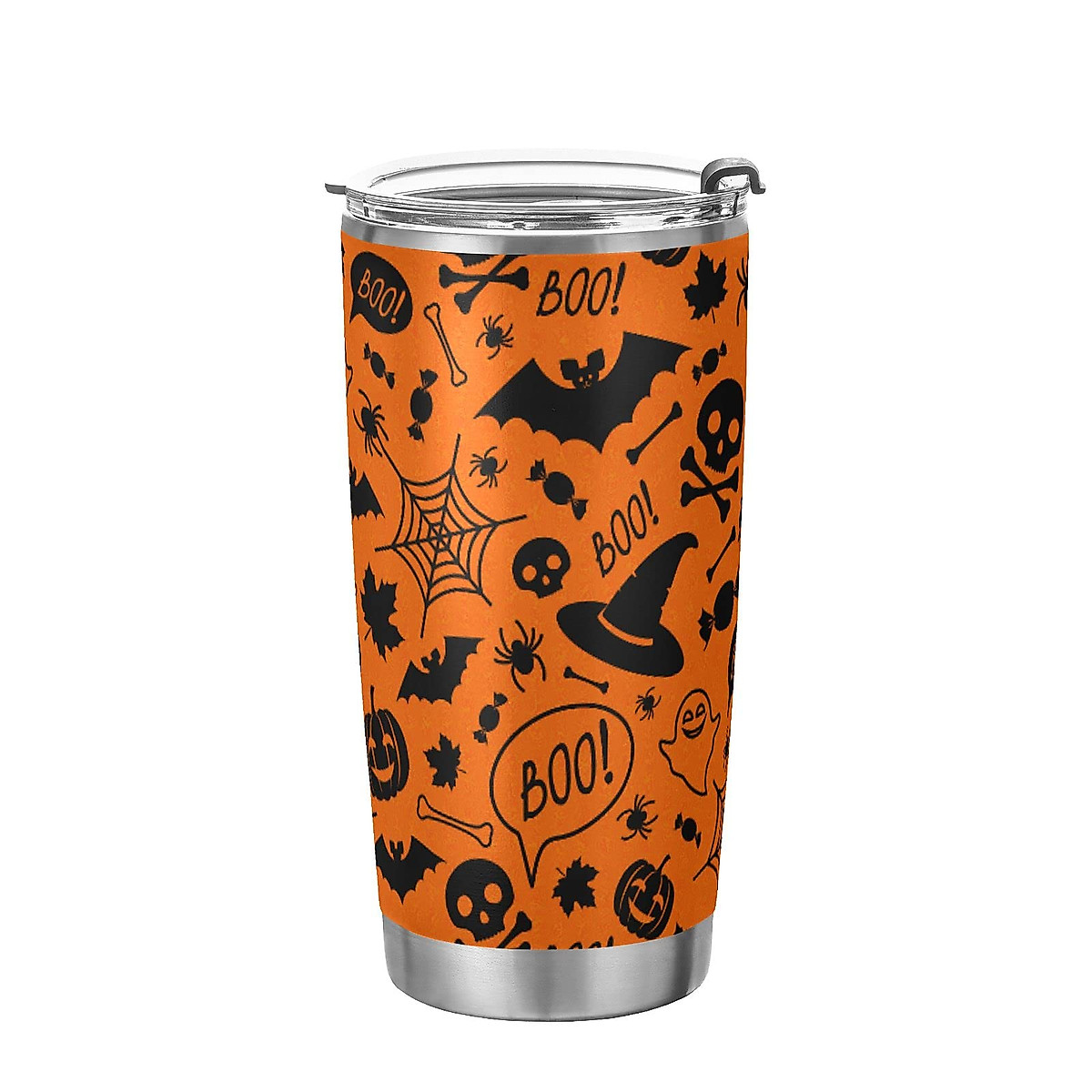 Yasala Halloween Tumbler Bat Pumpkin Ghost Spider Insulated Coffee Cup Back to School Beverage Container Office Travel Mug with Straw and Lid 20oz Holiday Gift Day of The Dead Present