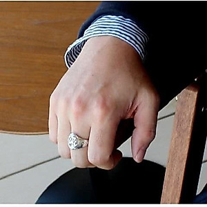 COSUMOSU 925 Sterling Silver Wolf/Kokopelli Open Ring Adjustable for US 6~10 (Wolf)