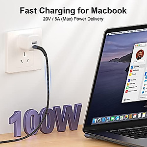 Deegotech USB C to USB C Cable 10ft, 2 Pack 100W Right Angle Extra Long USB-C Charge Cable Fast Charging Compatible with MacBook Pro/Air iPad Pro/Air/Mini Galaxy S22/S21/S20/Note20 (3 Meter)-Black