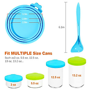 ZukoCert 4-Pack Cat Dog Food Can Lids, Pet Food Can Lids Fit Three Different Size Standards, With Two Spoons, Fits Most Cat And Dog Cans