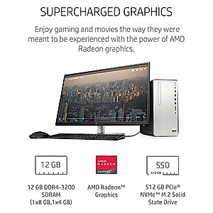 HP Pavilion Desktop PC,AMD Ryzen 5 4600G Processor 6-core Wite Radeon Graphics,12GB DDR4-3200 SDRAM,512GB HD-Windows 10 Home,Multi-Display Capable,5.1 Surround Sound(TP01-1337c),with 5-feet HDMI