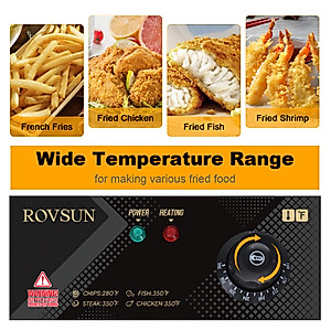 ROVSUN 11.4QT Electric Deep Fryer w/Basket & Lid, Countertop Kitchen Frying Machine, Temperature Adjustable Stainless Steel French Fryer for French Fries Donuts Onion Rings 2500W