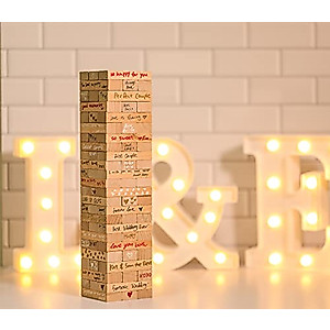 Wedding Guest Book Alternative, 72 PCS Wooden Block Guest Book for Wedding Sign In, Reception, Baby Shower, Guestbook for Wedding, Unique Wedding Book w 4 Paper Signs and 4 Color Signing Pens