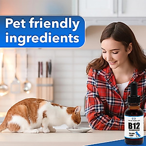 Liquid Vitamin B-12 for Dogs and Cats - Vet Formulated - Effective for All Animals Methylcobalamin (Methyl B12) - Energy, Appetite and Mood - Made in USA