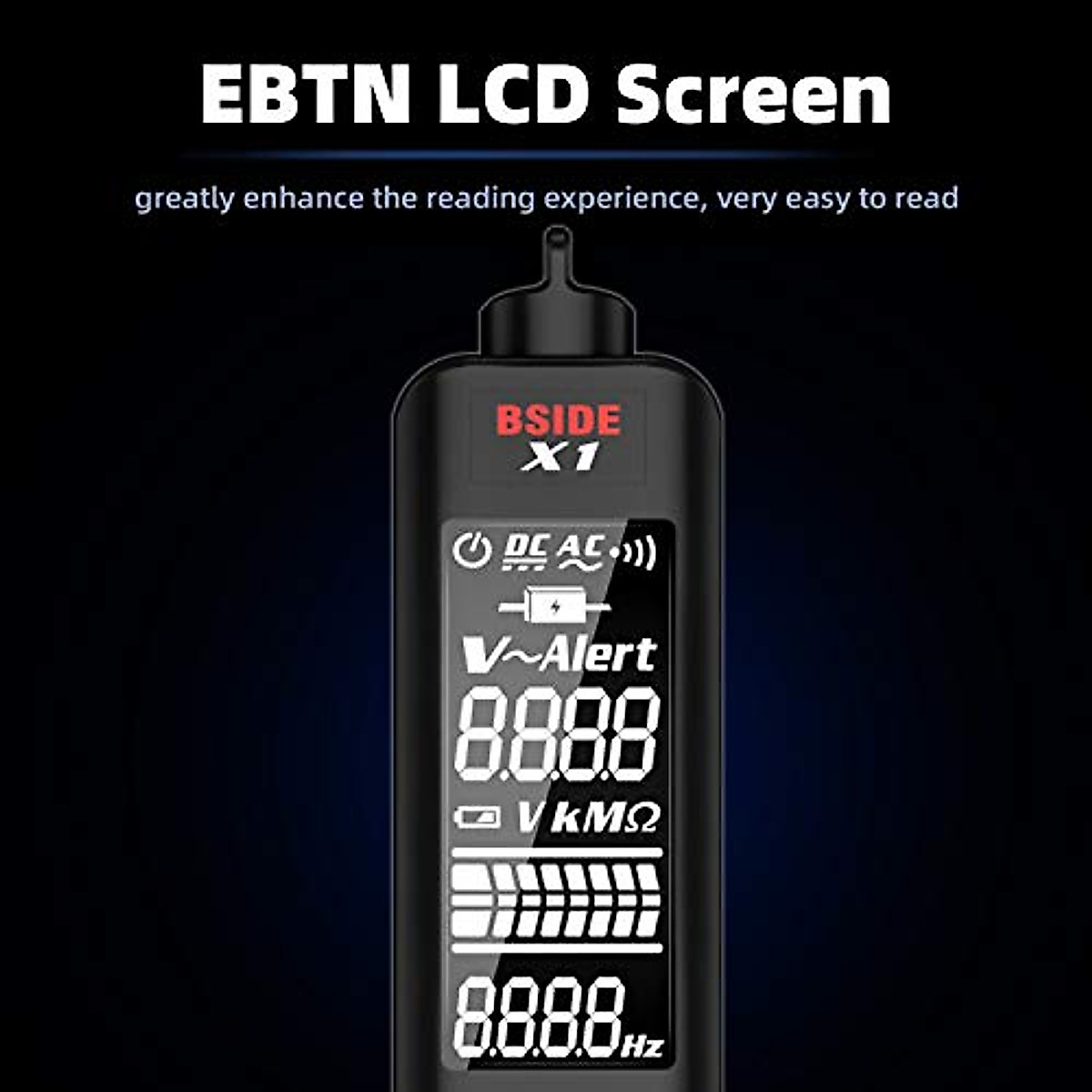 BSIDE Voltage Tester, EBTN LCD 3-Line Display Voltage Detector, Non-Contact with Adjustable Sensitivity, Dual Range AC Voltage Sensor Pen Live Wire Check Breakpoint Locate with Protect Case