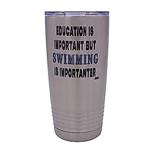 Rogue River Tactical Funny Swimming 20 Oz. Travel Tumbler Mug Cup w/Lid Education Important Swim Gift Idea