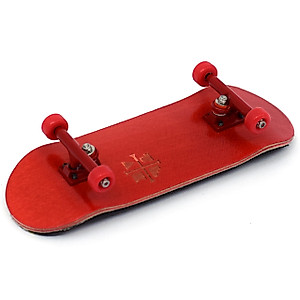 Teak Tuning 32mm Pro Fingerboard Complete - Fully Assembled with Pro Level Components - Pro Shaped Wooden Deck (32x97mm), UltraSpin Bearing Wheels, Prodigy Gen2 Trucks - Red Rover