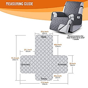 VANSOFY 100% Waterproof Recliner Chair Covers, Recliner Cover Non-Slip Dog Chair Cover Furniture Protector Washable Slipcover with Pocket, Elastic Straps for Pets, Dogs(Dark Gray, 23.6")