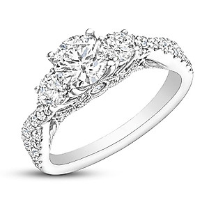 Molioaki 1.5 Carat (ctw) moissanite engagement rings for women Platinum Plated Silver ring moissanite rings- 6.5-