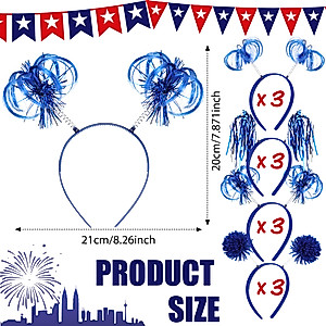 Censen 12 Pcs Pom Pom Headbands Party Headbands Tinsel Wrapped Ponytails Headbopper Headwear for Halloween Birthday Festival(Blue)