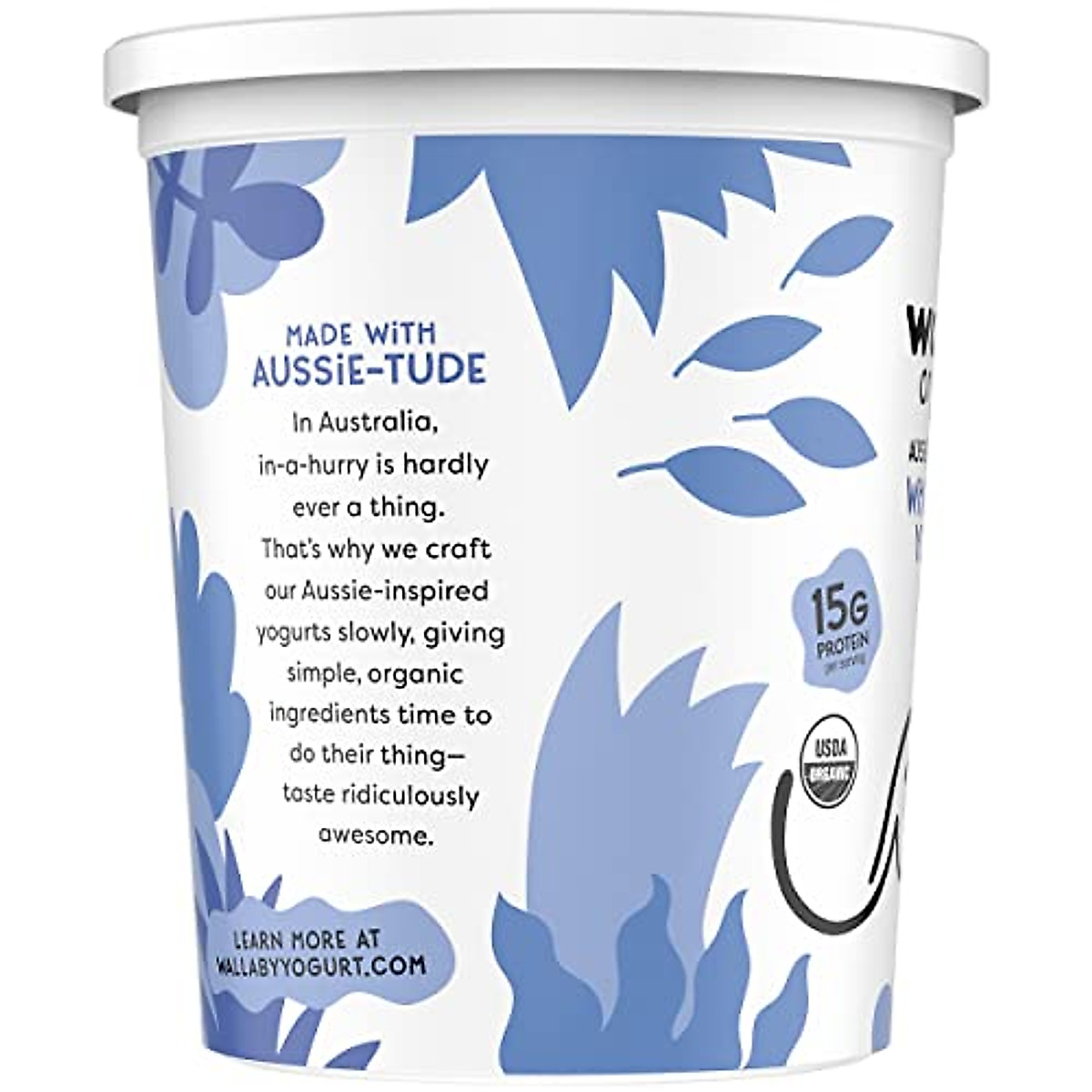 Wallaby Organic Aussie Greek Whole Milk Yogurt, Plain, 32 oz. USDA Organic