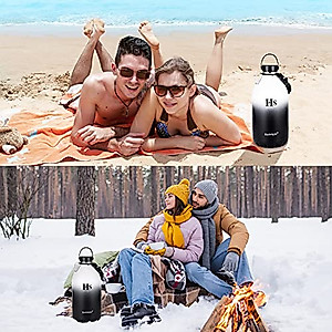 HAWSON Insulated Water Bottle 128oz with Straw Handle Lid Sport One Gallon Water Jug Stainless Steel Cold Water Bottles with Paracord Handle Wide Mouth Thermo Canteen Mug