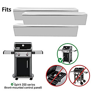 ATKKE 3-Pack 15.3 inch Flavorizer Bar Replacement for Weber 7635, Spirit 200 Series, Spirit E210 S210, E220 S220 with Front Control Knobs, Stainless Steel Heat Plates Shield Flavor Bars