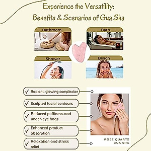 RADIANT HARMONY Rose Quartz Gua Sha - Safe, Giftable, Authentic & Travel Friendly w/Instructions