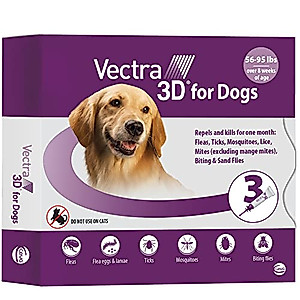 Vectra 3D for Dogs Flea, Tick & Mosquito Treatment & Prevention for Large Dogs (56 to 95 lbs) , 3 month supply