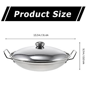 Hemoton 1 Set with Cover hob Kitchen Frying Saucepan Food Omelet pan Stewpot Skillet Metal Saucepan Anti-Spill Soup Pot with lid hot Pot Stainless Steel Dry Pot Alcohol Stove Honeycomb