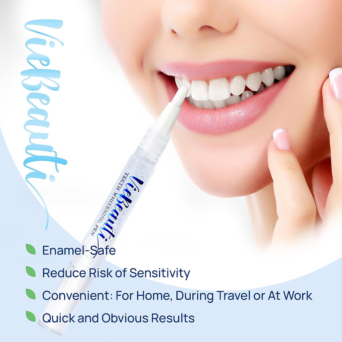 VieBeauti Teeth Whitening Pen (3 Pcs), 30+ Uses, Effective, Painless, No Sensitivity, Travel-Friendly, Easy to Use, Beautiful White Smile, Mint Flavor