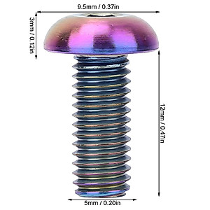 ZPSHYD Bicycle Stem Screw, 5pcs Titanium Alloy Screw Bicycle Water Bottle Cage Bolt Bike Bracket Screw Bicycle Accessory (M5*12 Colorful)