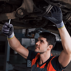 KAYGO Work Gloves MicroFoam Nitrile Coated KG19NB, Seamless Knit Nylon Safety Work Gloves with Micro Dots on palm, Ideal for General Purpose,Automotive,Home Improvement,Painting (3, Medium)