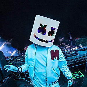 Omaky Halloween LED DJ Mask Music Festival Full Head Light Up Masks for Man Women Kids Thanksgiving Christmas Halloween Party