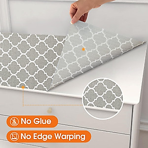 Windimiley Drawer and Shelf Liner for Kitchen Cabinets: Non Slip Fridge Liner Non Adhesive Shelf Paper Washable Reusable Easy to Clean Strong Grip Liner for Cupboard, Dresser Grey (12 in x 10 FT)