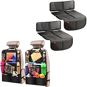 Helteko Backseat Car Organizer (Pack of 2) Booster Car Seat Protector (Pack of 2), Black