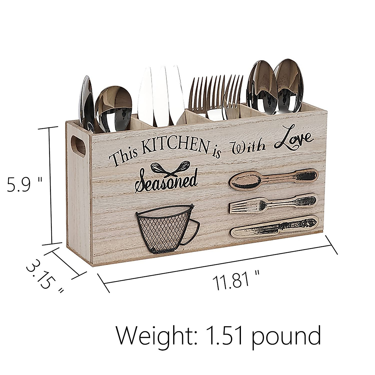 CBEYNCHOS Wooden Utensil Holder Cutlery Caddy,Flatware Organizers in Rustic Wood for Forks Spoons Knives Cooking Tools,Kitchen Table Decor for Party Bar Hotel and Home use