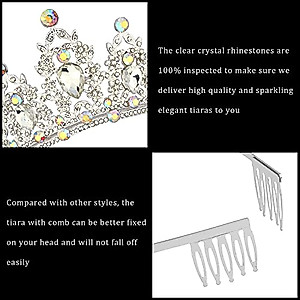 Tiaras and Crowns for Women KICOSY Princess Tiara for Girls AB Crystal Birthday Crown Bachelorette Party Decorations Wedding Bride to Be Tiara Headband Prom Cosplay Halloween Hair Accessories Silver