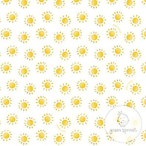 green sprouts i Play Baby Brim Hat | All-Day UPF 50 Protection for Head, Neck, & Eyes, White Suns, 0-6 Months