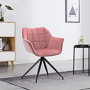 Duhome Velvet Accent Chair,Mid-Back Dining Arm Chairs Modern Upholstered Contemporary Chair Pink 1pcs