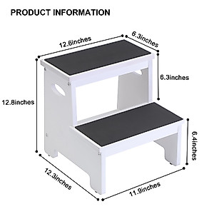 Kids Step Stool White Stepping Stool 2 Step Stools for Toddlers Bathroom Kitchen Counter Sink Wooden Step Stool Portable Baby Childrens Wood Toddler Foot Bed Step Stool Kids Potty Training Stool