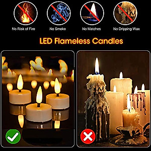 Actpe LED Tea Light Candles with Timer Flickering Flame, 12pcs Battery Operated Realistic Bright Unscented Tea Light Fake Candles for Romantic Wedding Home Xmas Decor Birthday Halloweens, Warm White