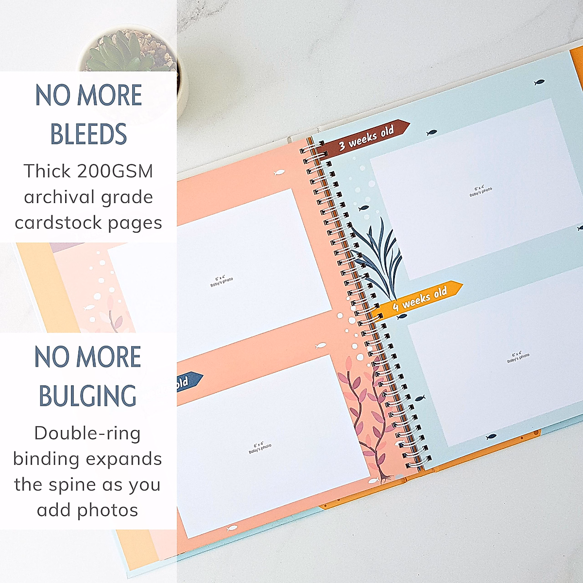 Baby Memory Book for Girl or Boy - First Year Unisex Ocean Keepsake to Log Newborn 1st Milestone - Gender Neutral Sea Photo Album Dairy - Nautical Themed Stuff Journal - Elegant New Parents Baby Gifts