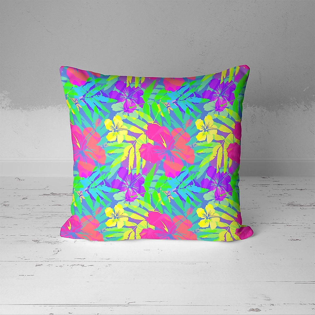 iiRov Summer Design Ink-Fuzed Decorative Throw Pillow - Tropical Fluorescent v1
