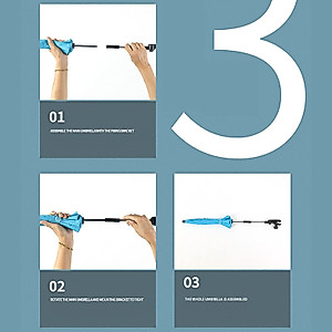 RENXR Chair Umbrella with Clamp, Universal Adjustable Beach Chair Umbrella UV Protection Sunshade Umbrella for Strollers Wheelchairs Patio Chairs,Purple