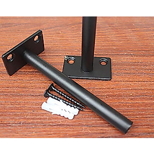 8 Pcs 5" Black Solid Steel Floating Shelf Bracket Blind Shelf Supports - Hidden Brackets for Floating Wood Shelves - Concealed Blind Shelf Support – Screws and Wall Plugs Included