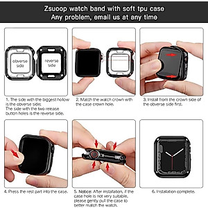 Zsuoop Metal Stainless Steel Bands Compatible with Apple Watch 38/40/41/42/44/45mm With Screen Protector Case,Magnetic Adjustable Strap for iWatch Series 9/8/7/6/5/4/SE/3/2/1 Women Men