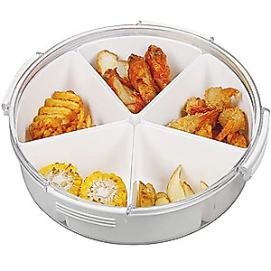 Shopwithgreen Divided Serving Tray with Lid, Removable Divided Platter Food Storage Containers with 4 Compartment for Christmas Party, Veggies, Snack, Fruit, Nuts, Candy, Cracker, Chip