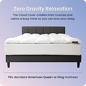 Moon Pod Cloud Cover Mattress Topper - Plush Pillow Top Accessory | Upgrade Your Mattress with a Foam & Microfiber Blend for a Cool, Zero-Gravity Floating Sleep Sensation - Queen Pillow Top Cover