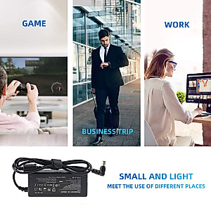 19V 48W Power Adapter for LG Monitors 24M47H-P, 24MP55HQ, 19", 22", 24" Displays and Samsung 32" TVs J5003, J5205, UN32J4000, UN32J5205, A4819-FDY Power Supply Cord (6.5mm * 4.4mm).