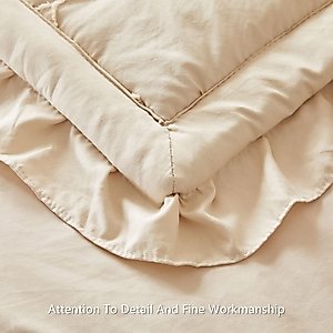 AIKASY Toddler Bedding Set 4 Pieces Super Soft Comforter Set, Shabby Boho Bohemian Design for Boys and Girls（Ruffle Fringe Comforter, Flat Sheet, Fitted Sheet and Pillowcase）- Khaki