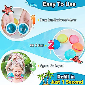8PCS Reusable Water Balloons Self-Sealing Easy Quick Fill, Soft Silicone Water Bombs Splash Balls for Kids Adults, Perfect for Outdoor Water Fight Games and Swimming Pool Party - with mesh bag