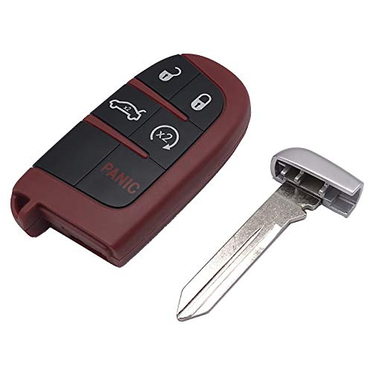 5 Buttons Remote Smart Key Fob Shell Case Fit for Jeep Grand Cherokee Dodge Challenger Charger Dart Durango Journey Chrysler 300 Keyless Entry Replacement Car Key Cover (Red)