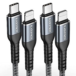BLACKSYNCZE USB C to Lightning Cable 2Pack 6FT, [MFi Certified] iPhone Charger Cord USB C Nylon Braided Type C to Lightning Cable Fast Charging for iPhone 13 12 11 Pro Max XR XS X 8 7 6s, SE2020