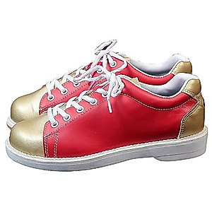 NGARY Womens Bowling Shoes Breathable Non-Slip Lawn Bowl Trainers Lightweight Athletic Sneakers,Red,8