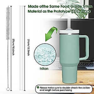 8Pcs Replacement Straws for Stanley Cup,Reusable Plastic Straws with 2pcs Cleaning Brush,Clear Straw Stanley Cup Accessories for 40 oz 30 oz Cup Tumbler