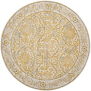 SAFAVIEH Evoke Collection 6'7" Round Ivory/Gold EVK242S Non-Shedding Dining Room Entryway Foyer Living Room Bedroom Area Rug